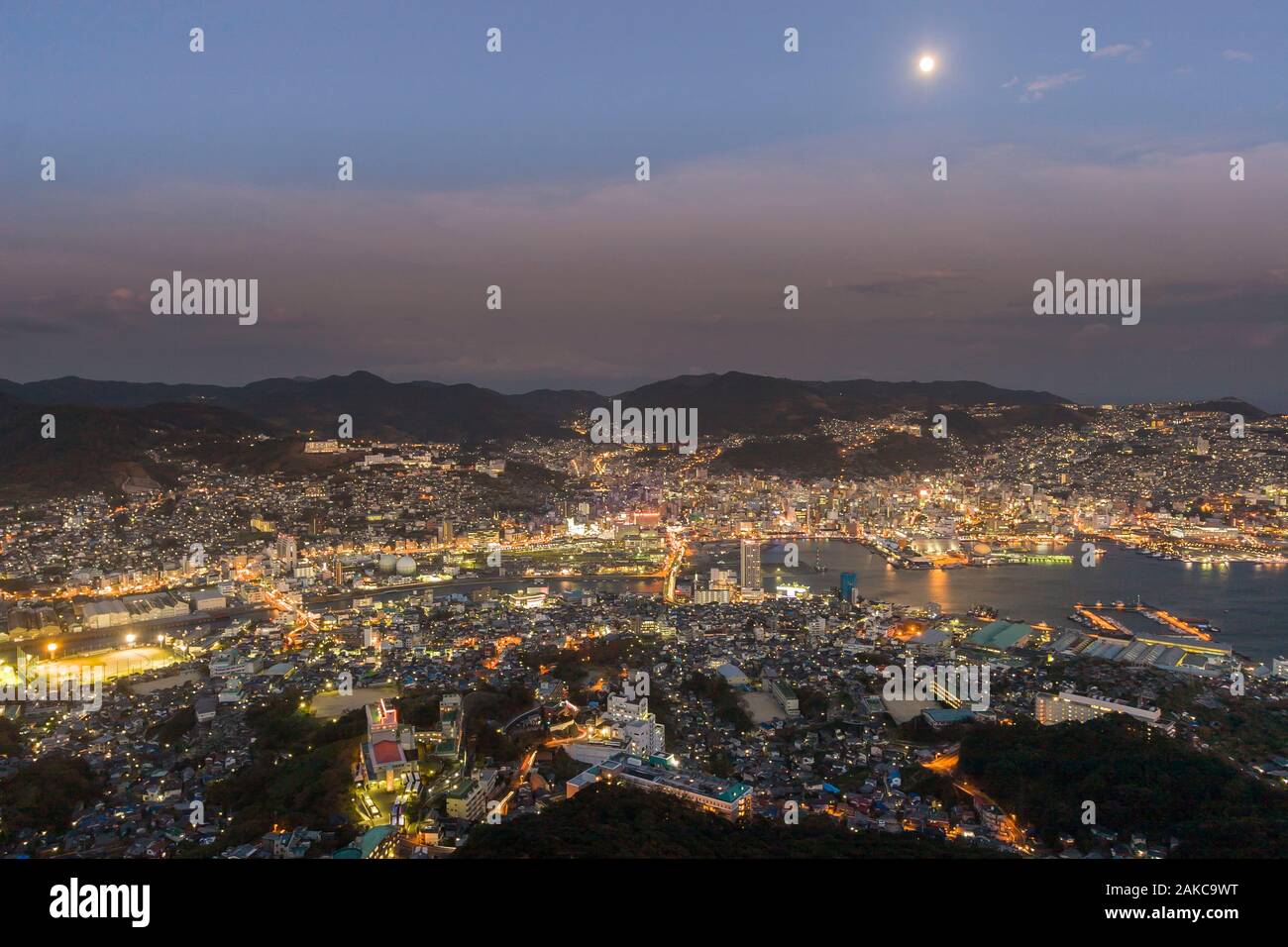 Japan, Kyushu Island, Nagasaki Region, Nagasaki City, elevated view of ...