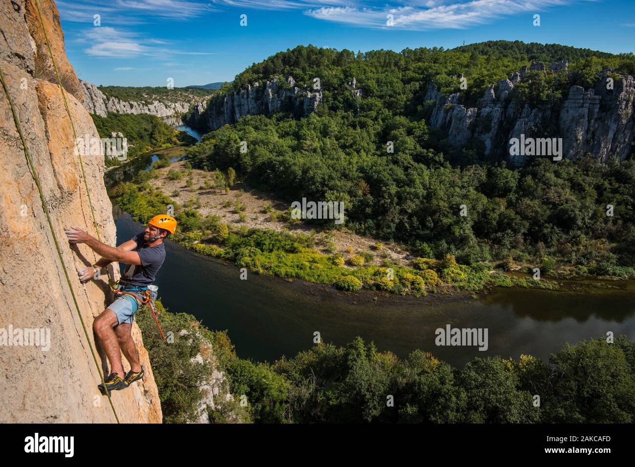 France, Ardeche, Berrias et Casteljau, climbing area of the Vire aux ...