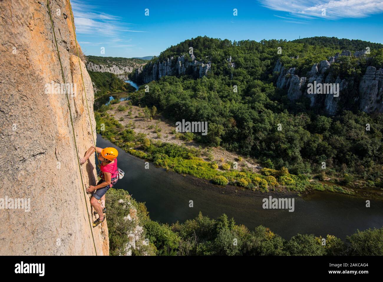 France, Ardeche, Berrias et Casteljau, climbing area of the Vire aux ...