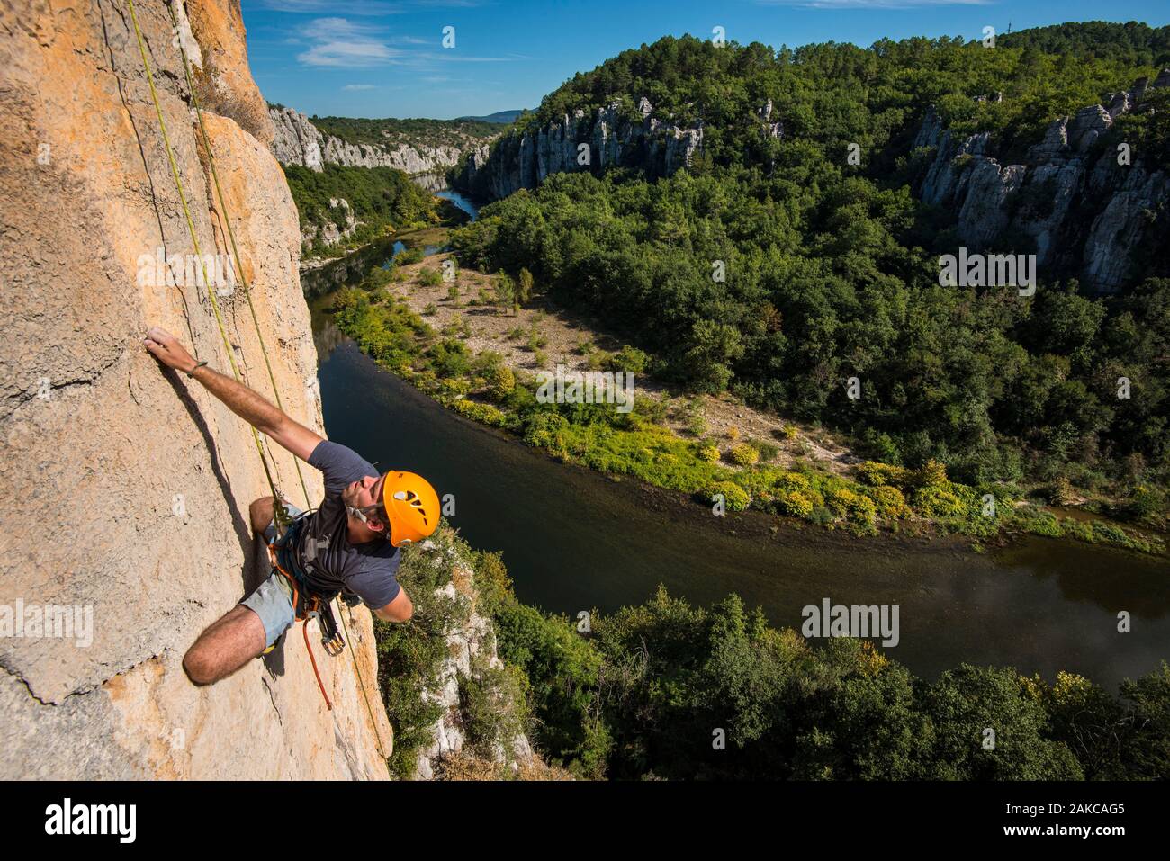 France, Ardeche, Berrias et Casteljau, climbing area of the Vire aux ...