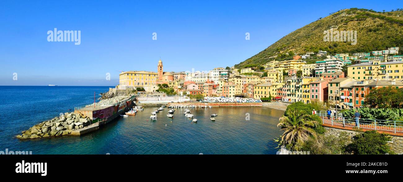 Italy, Liguria, Genoa, Nervi, the port of the village of Nervi, the ...
