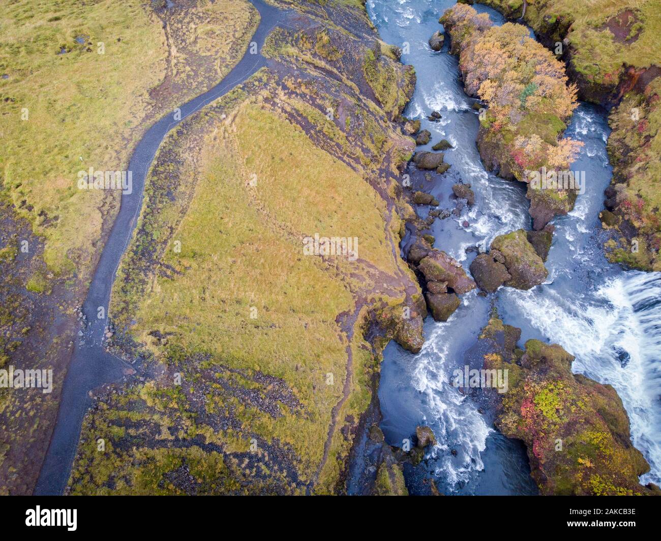 Beautiful lush green Landscape of Skoga river valley cascades near ...
