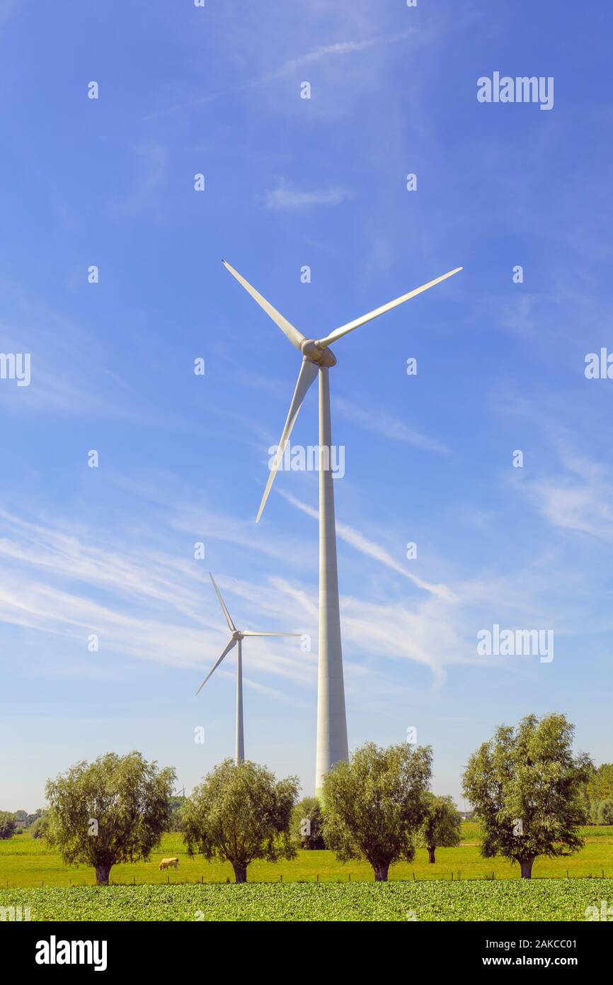 Wind turbines on farmland, flanders, Belgium Stock Photo - Alamy