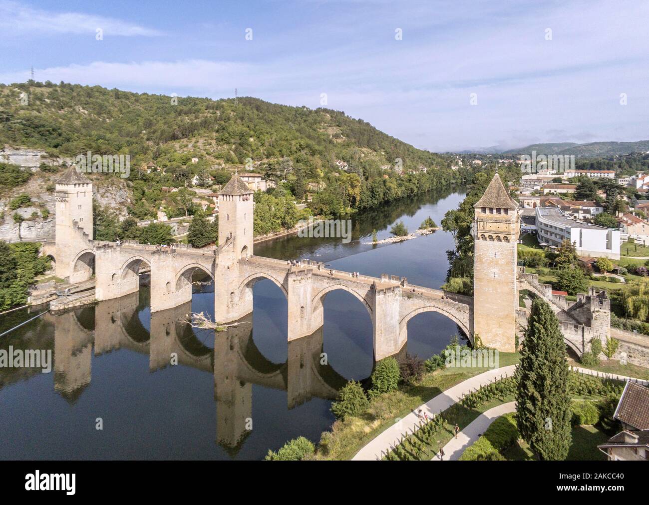 France, Lot, Cahors, the Valentre bridge, fortified bridge dated 14th ...