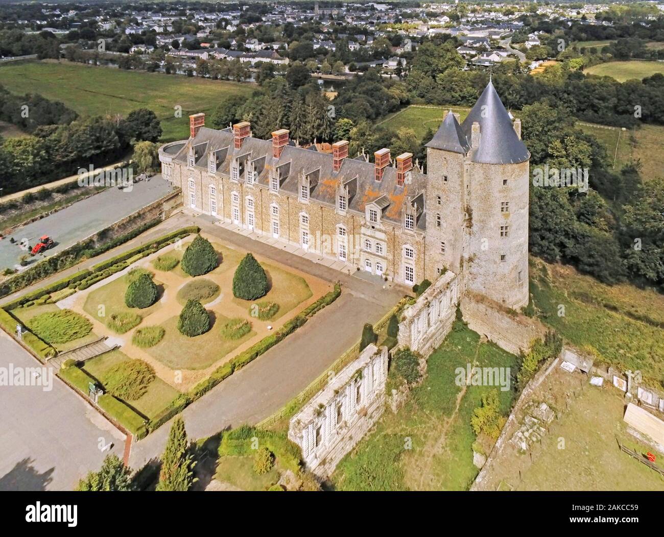 France, Loire-Atlantique, Blain, La Groulaie castle (aerial view Stock ...