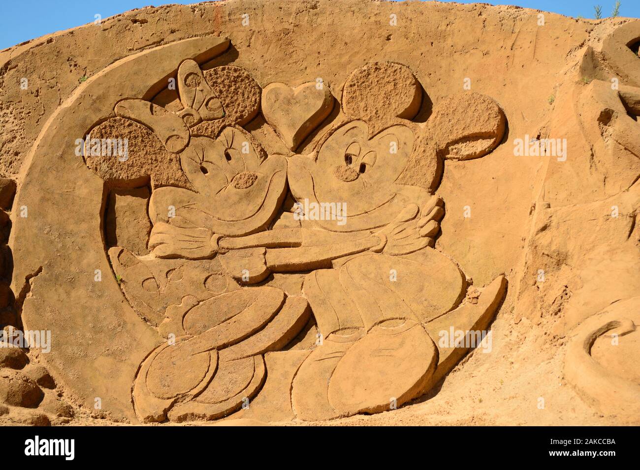 Pera.Algarve.Portugal.June 17th 2016.A sand sculpture of Mickey and ...