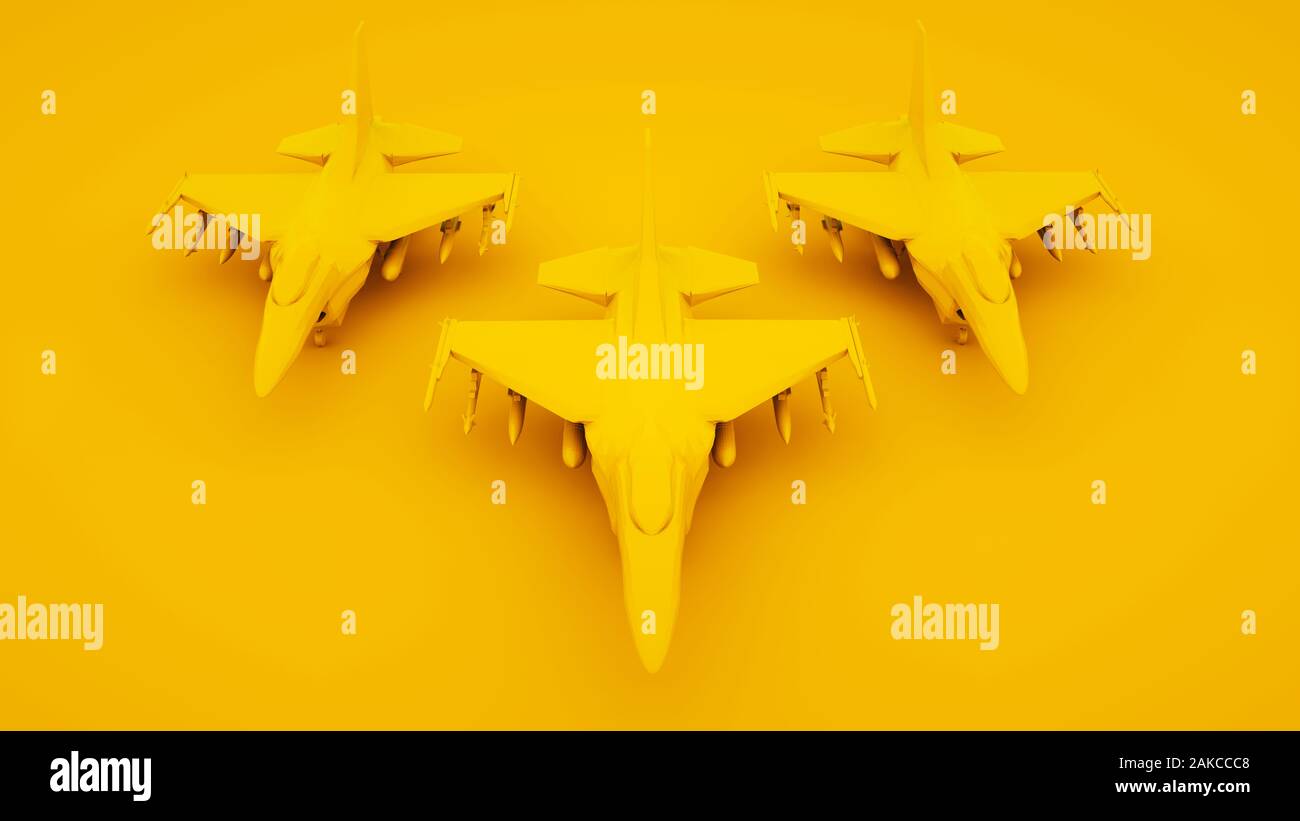 Group of Armed war planes in row. Front view. 3d illustration Stock ...