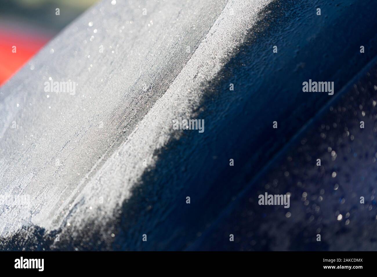 Frozen car window glass detail in winter Stock Photo - Alamy