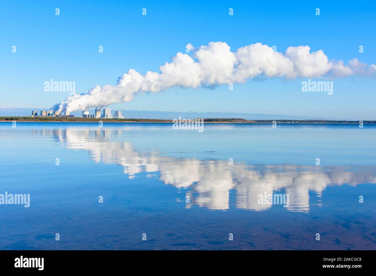 Boxberg/O.L.: lake Bärwalder See, Boxberg Power Station in , Sachsen ...