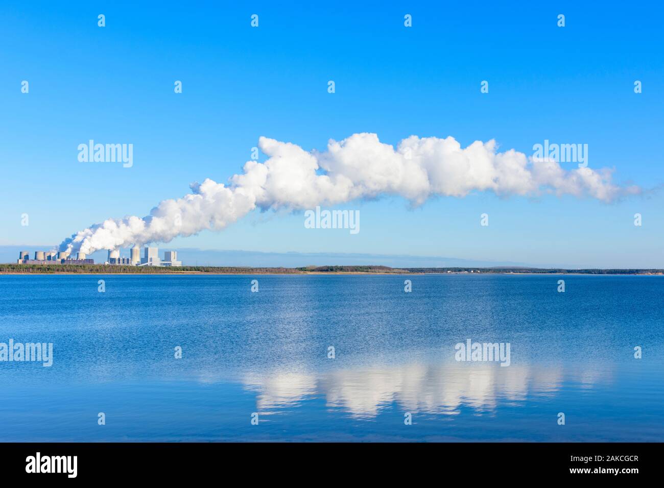 Boxberg/O.L.: lake Bärwalder See, Boxberg Power Station in , Sachsen ...