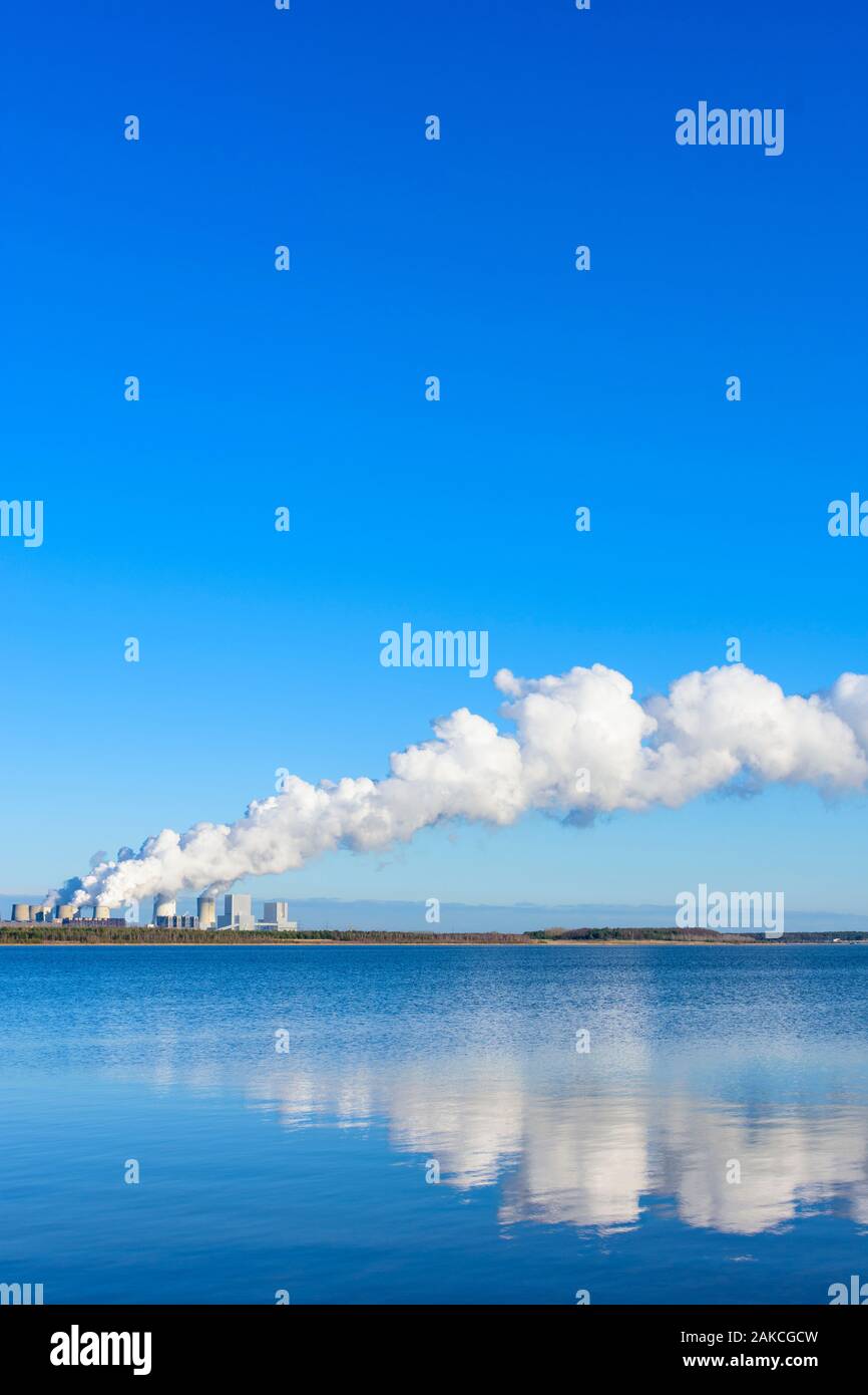 Boxberg/O.L.: lake Bärwalder See, Boxberg Power Station in , Sachsen ...