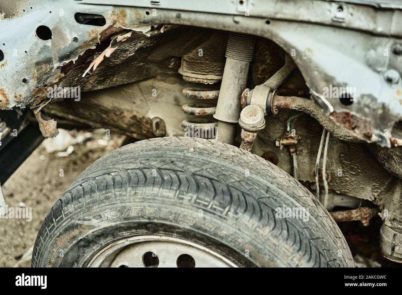 Details of old car. Aged oldtimer vintage automobile. Spare parts of ...