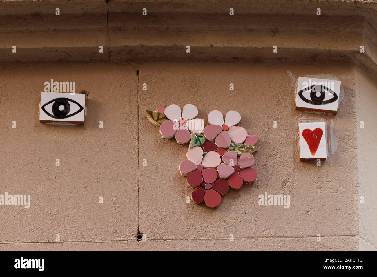 Simple painted tiles applied to the outside of a building in Barcelona ...