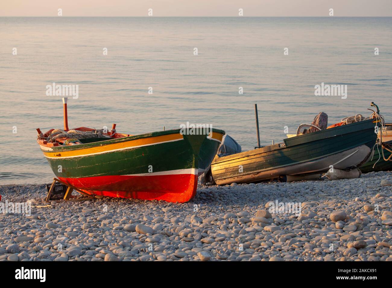 Very old fishing rowing boat on the beach (out of water Stock Photo - Alamy