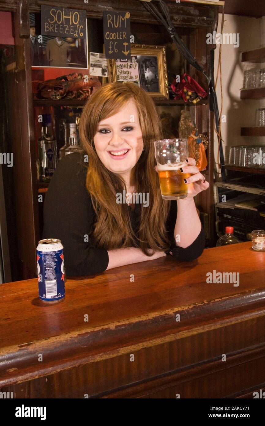 Singer Adele Adkins photographed in 2008 at the Dive Bar, Soho London ...