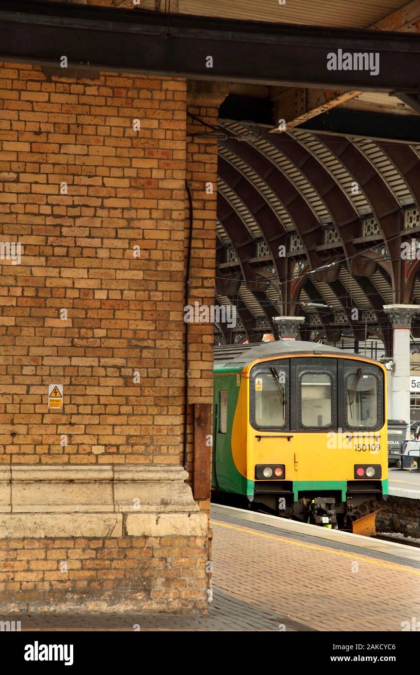 Class 150 "Sprinter" diesel multiple unit train in the debranded livery of London Midland Trains ...