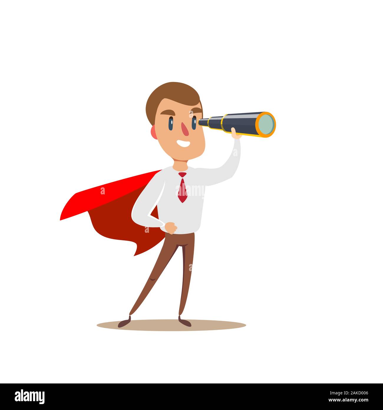 Concentrated businessman looking through the spyglass Stock Vector ...
