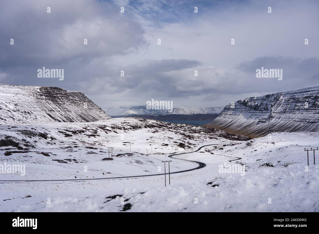 Valley between two cascade fjords Iceland Stock Photo - Alamy