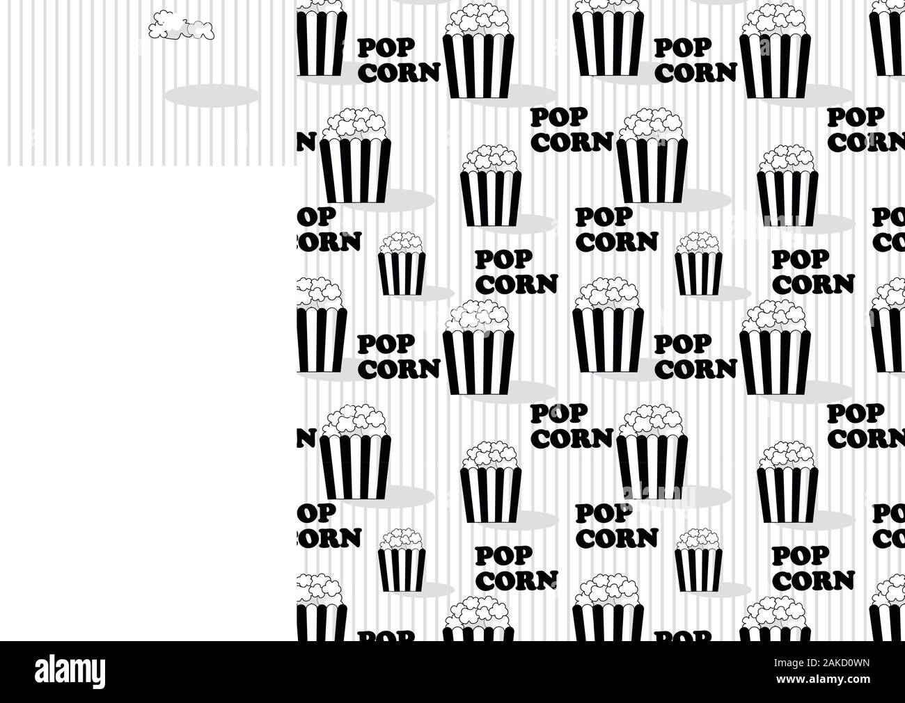 Popcorn. Seamless pattern with popcorn pack. Hand-drawn background ...