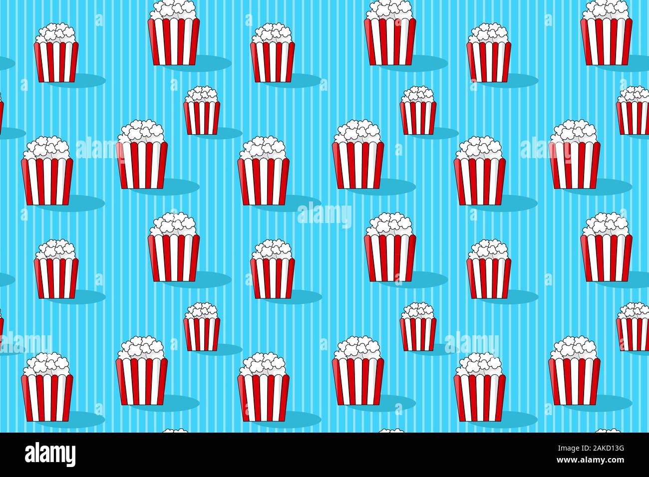Popcorn. Seamless pattern with popcorn pack. Hand-drawn background ...