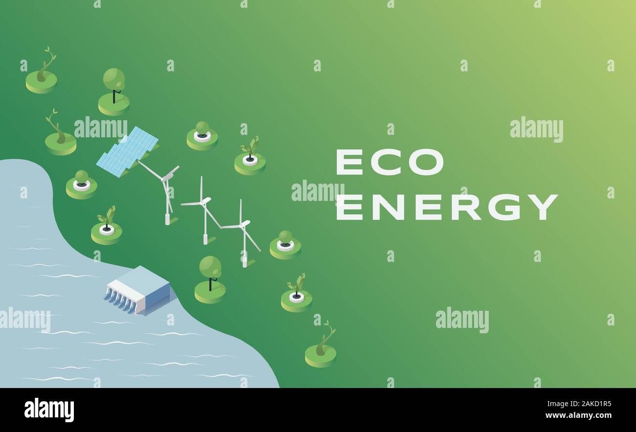 Eco energy flat banner vector template. Natural and renewable power ...