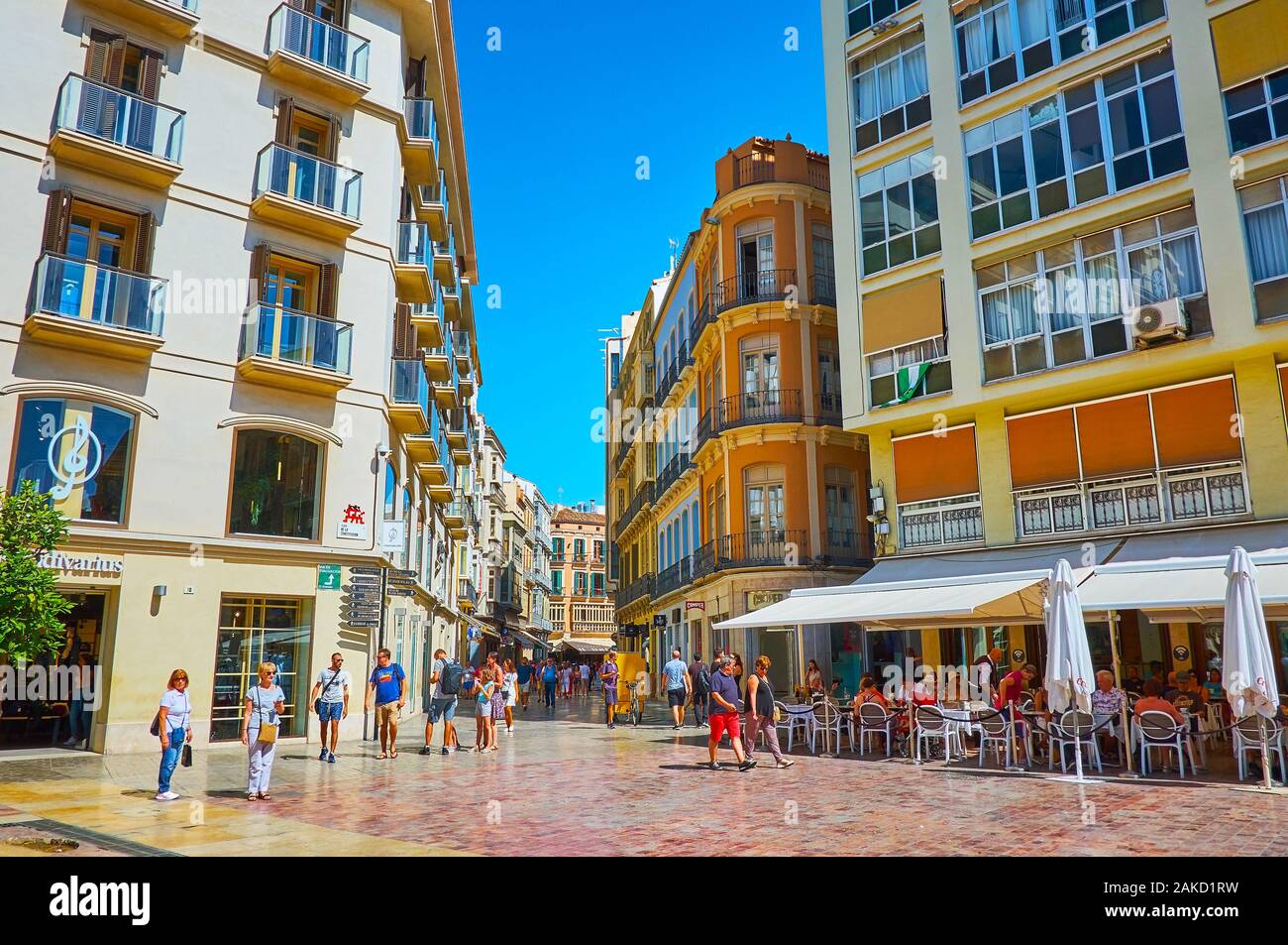 MALAGA, SPAIN - SEPTEMBER 26, 2019: Calle Granada and Constitution ...