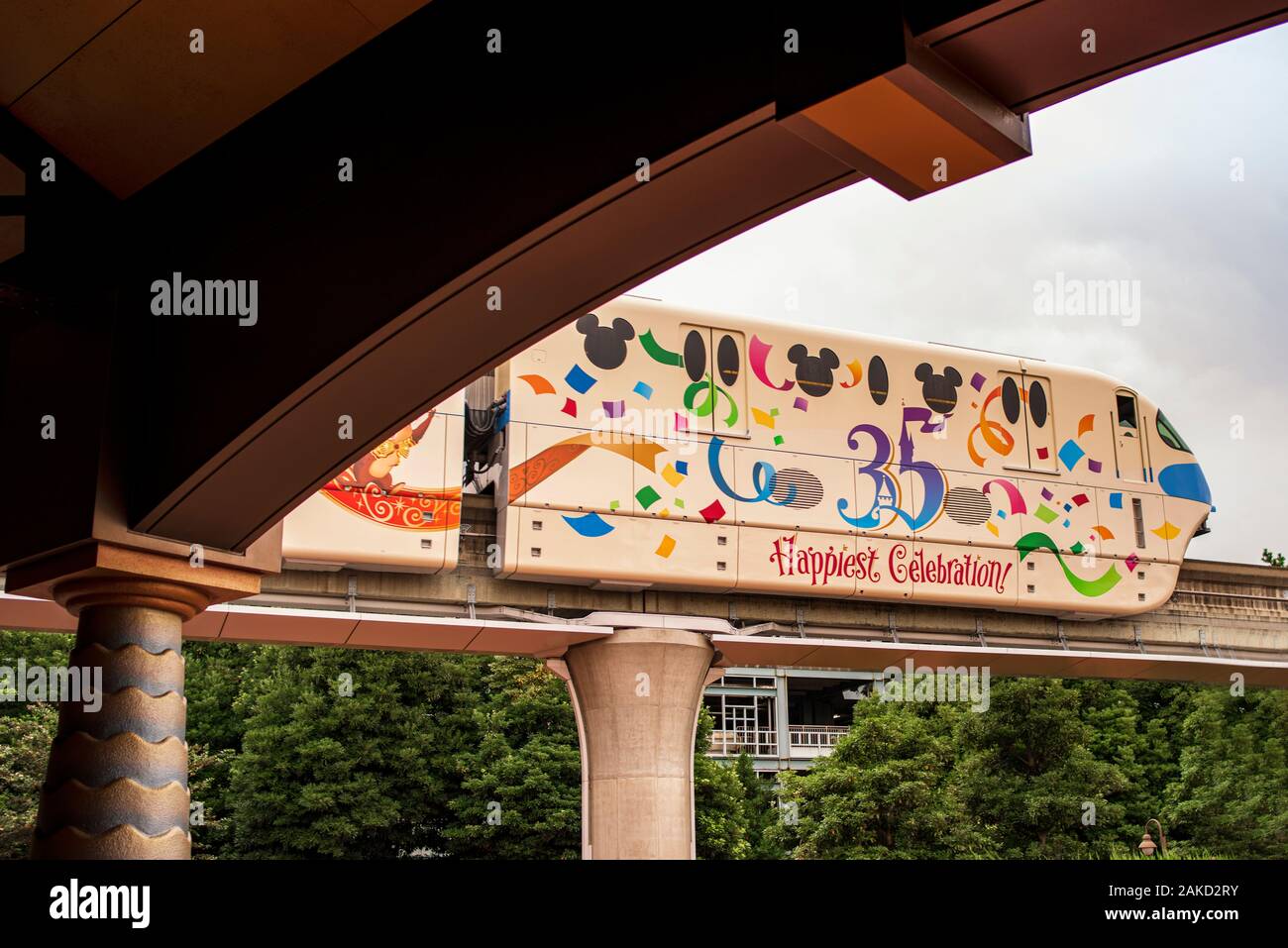 08.2018. Japan Tokyo.Tokyo train at Disney Land.Disney Line station ...