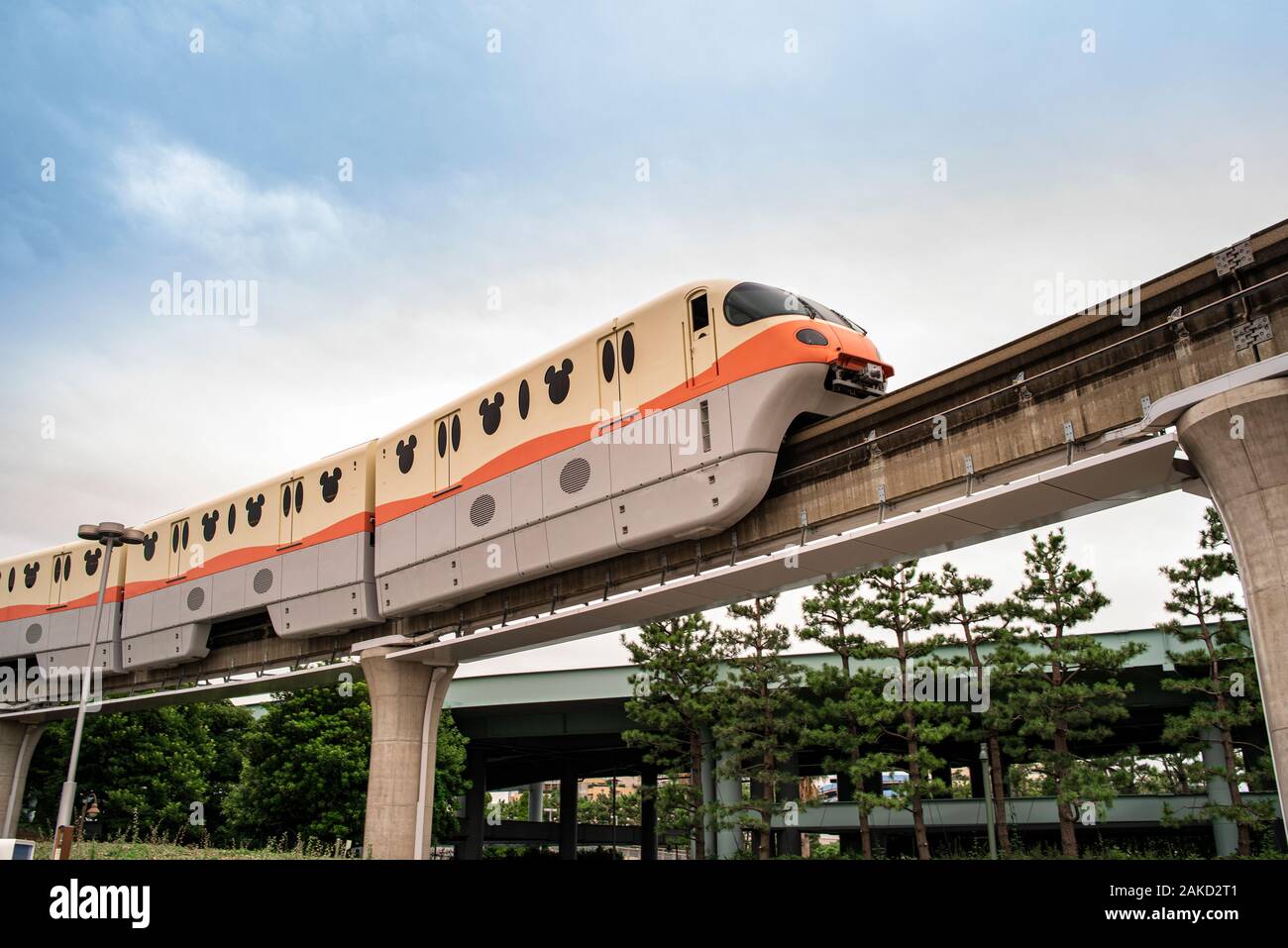 08.2018. Japan Tokyo.Tokyo train at Disney Land.Disney Line station ...