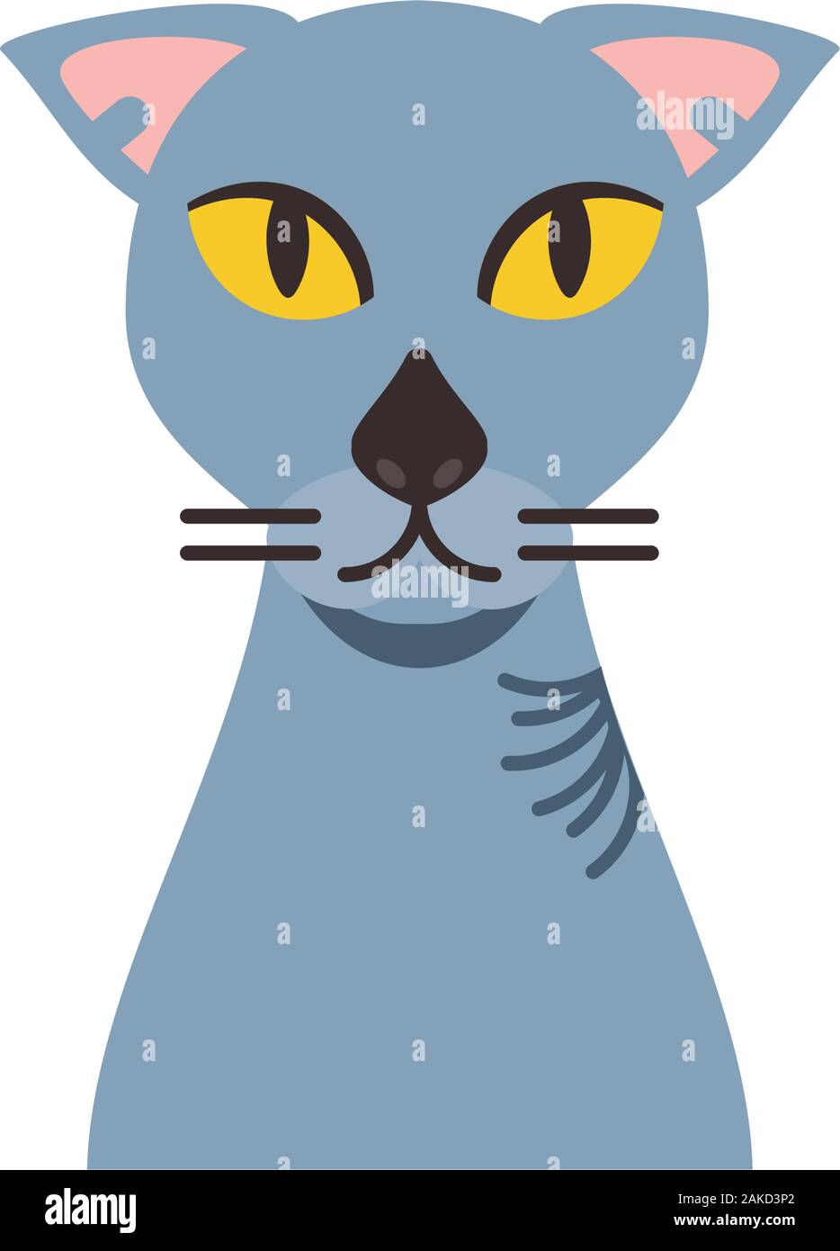 Cute grey cat cartoon design, Animal pet kitten domestic feline kitty ...