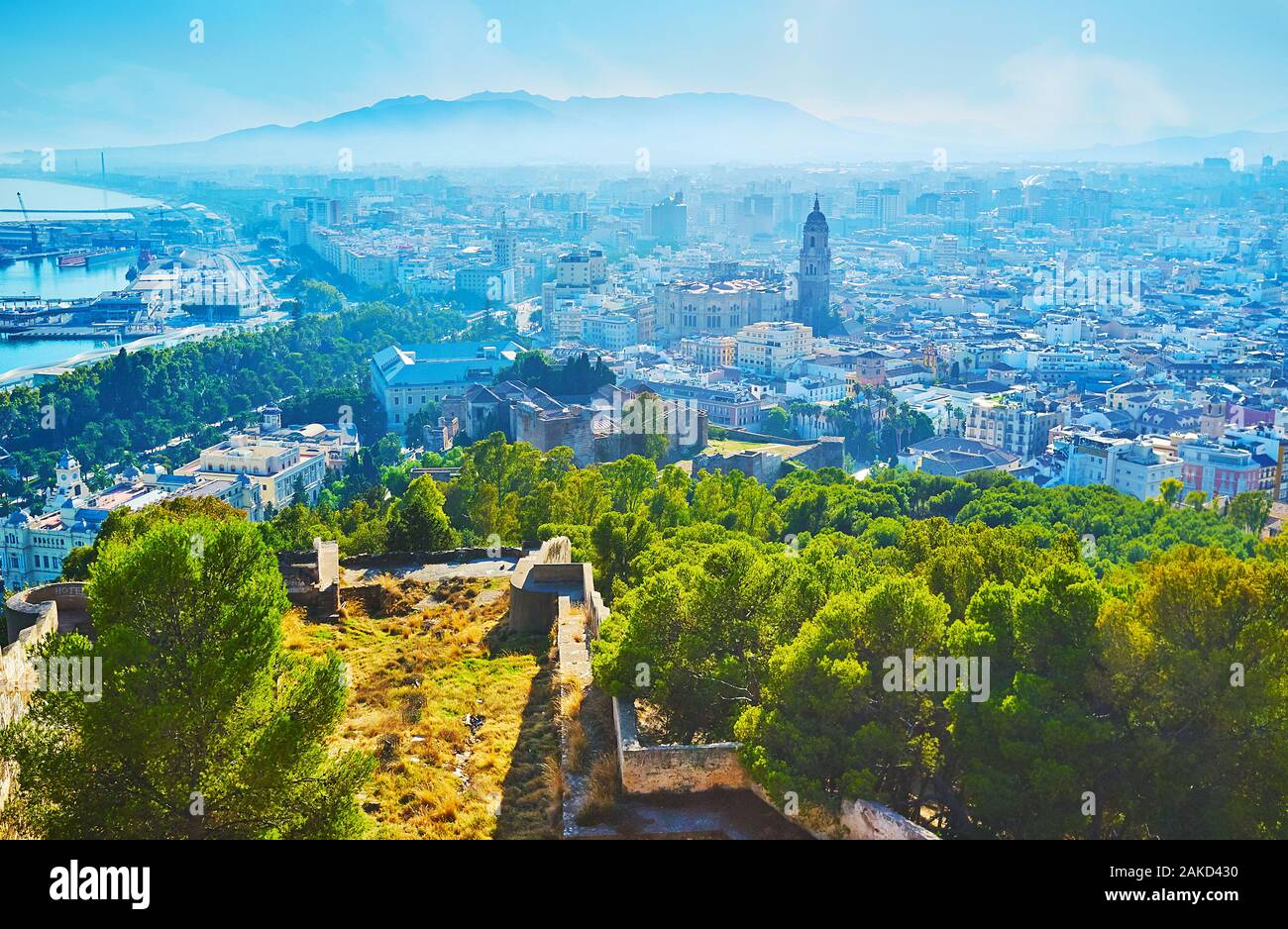 Castillo De Gibralfaro With View About The Town High Resolution Stock ...