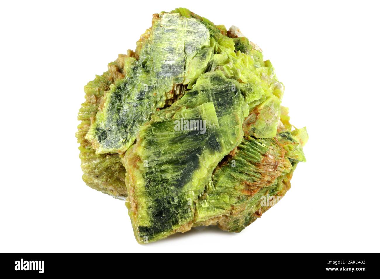 autunite (uranium ore) from Daybreak Mine, Washington, USA isolated on ...