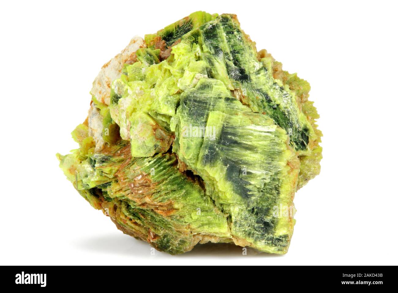 autunite (uranium ore) from Daybreak Mine, Washington, USA isolated on ...