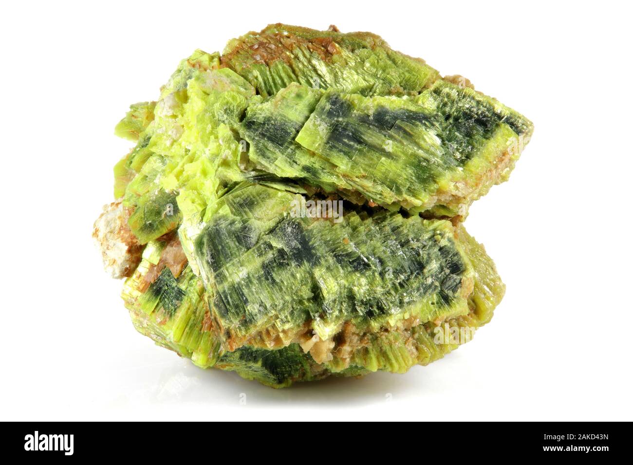 autunite (uranium ore) from Daybreak Mine, Washington, USA isolated on ...