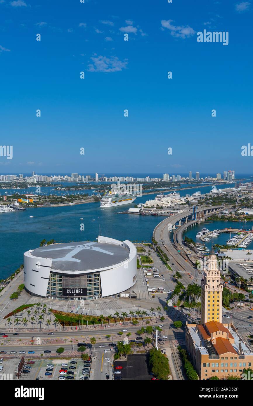 Aerial view of Miami Harbor Stock Photo - Alamy