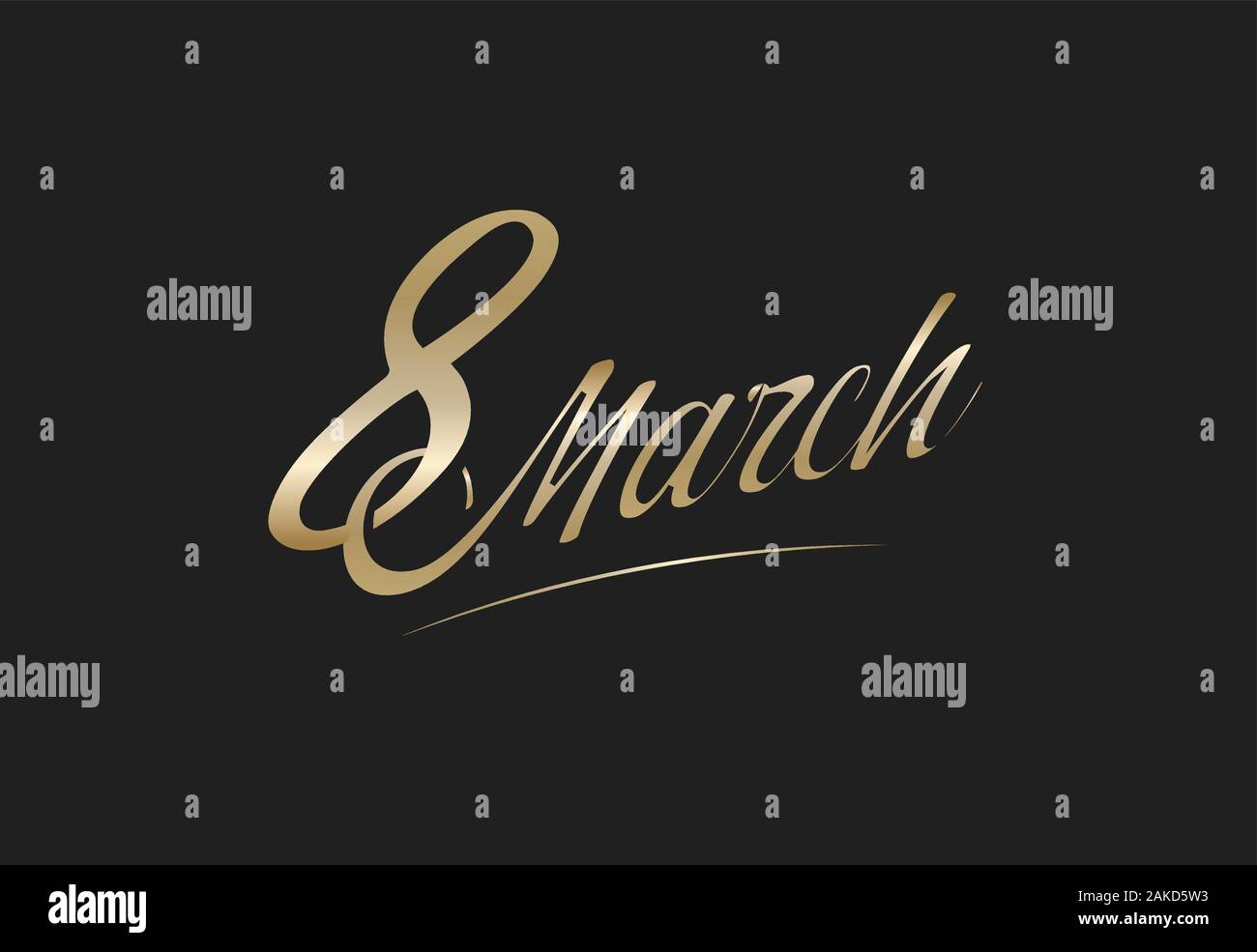 8 march golden text on black background, vector greeting card cover ...