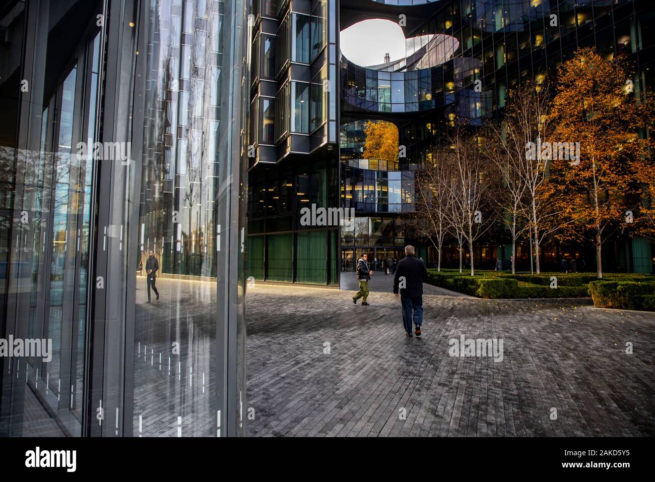 Courtyard of an office building, at More London Riverside, PWC building ...