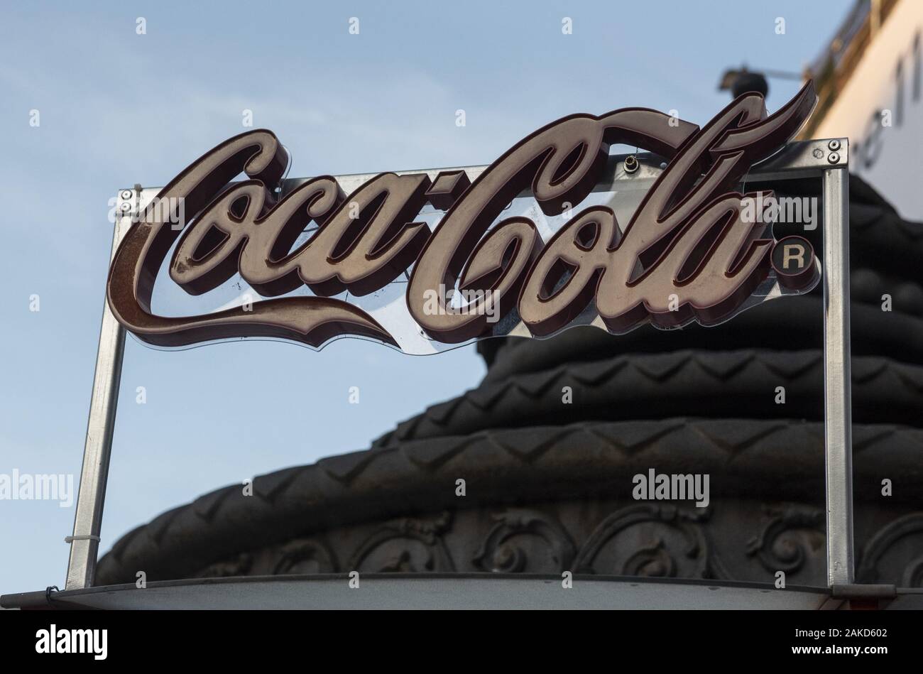 January 2, 2020, Spain: American soft drink brand Coca-Cola logo ...