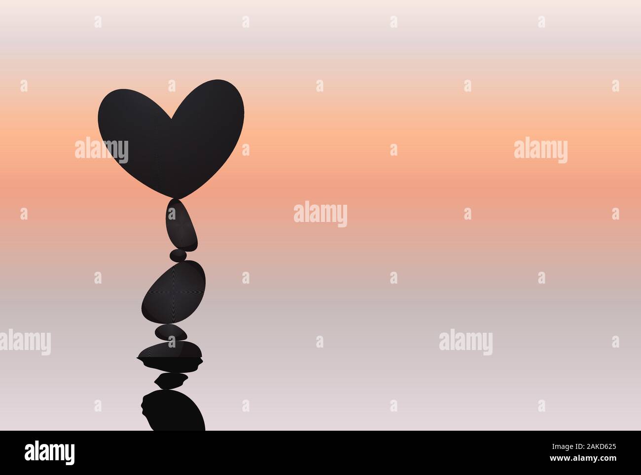 Heart and stone balancing, rock stacking, love symbol naturally ...