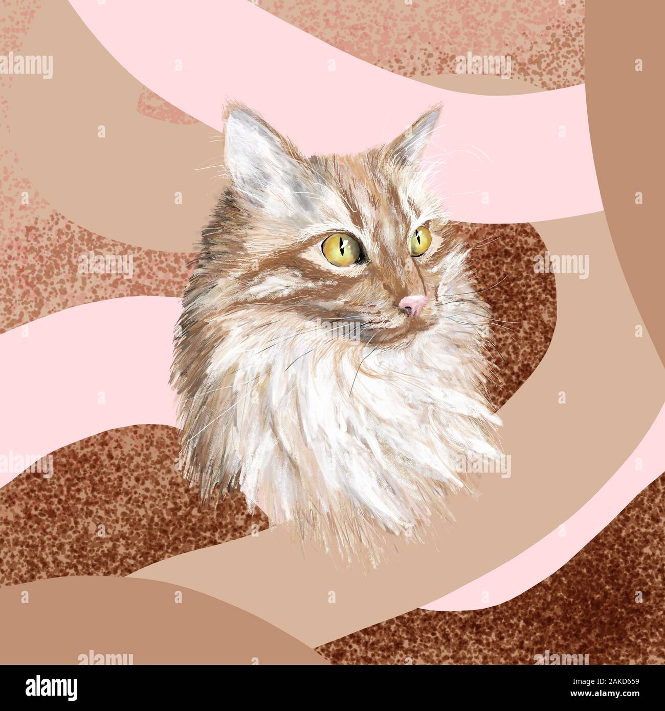 Fluffy Cat Illustration Stock Photo - Alamy