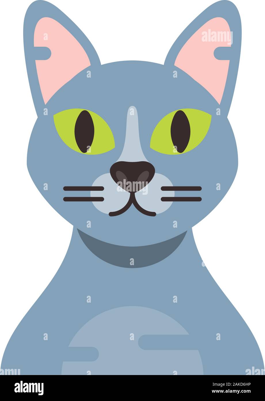 Cute grey cat cartoon design, Animal pet kitten domestic feline kitty ...