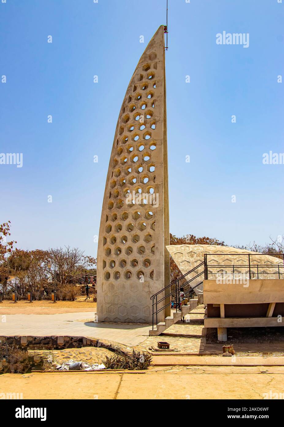 Concrete white monument on Goree island, Senegal, Africa. It stands on ...