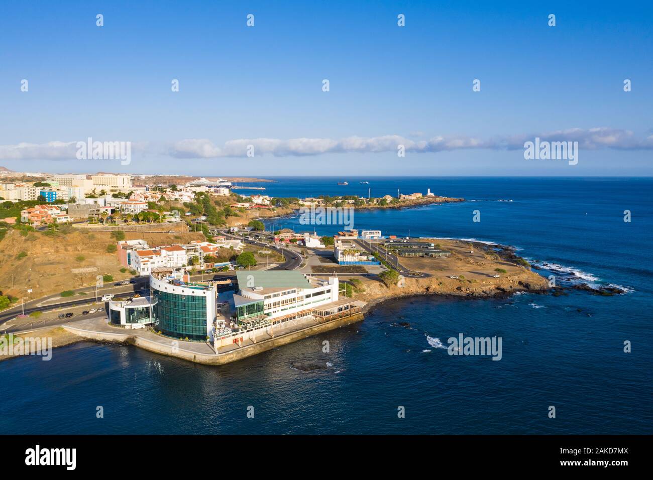Aerial view of Praia city in Santiago - Capital of Cape Verde Islands ...