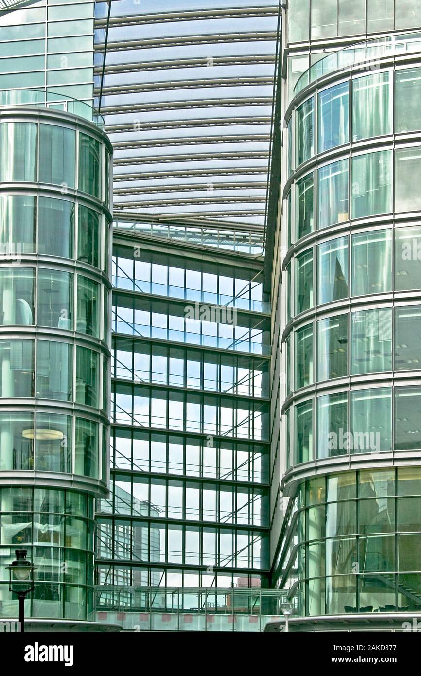 Inside view of big glass building arcade Stock Photo - Alamy