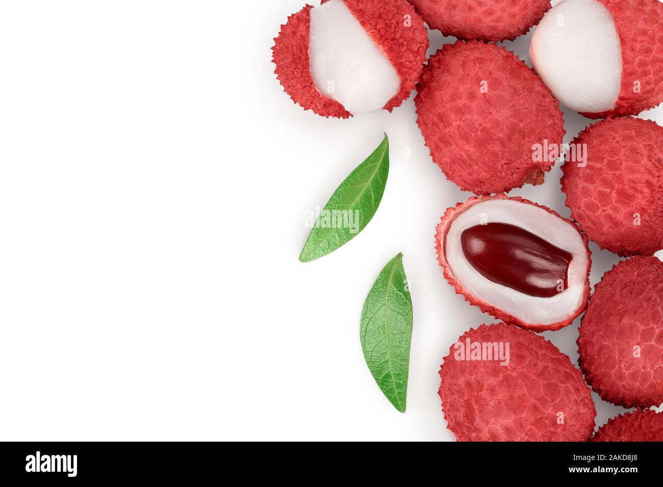 lychee fruit isolated on white background with clipping path and full ...