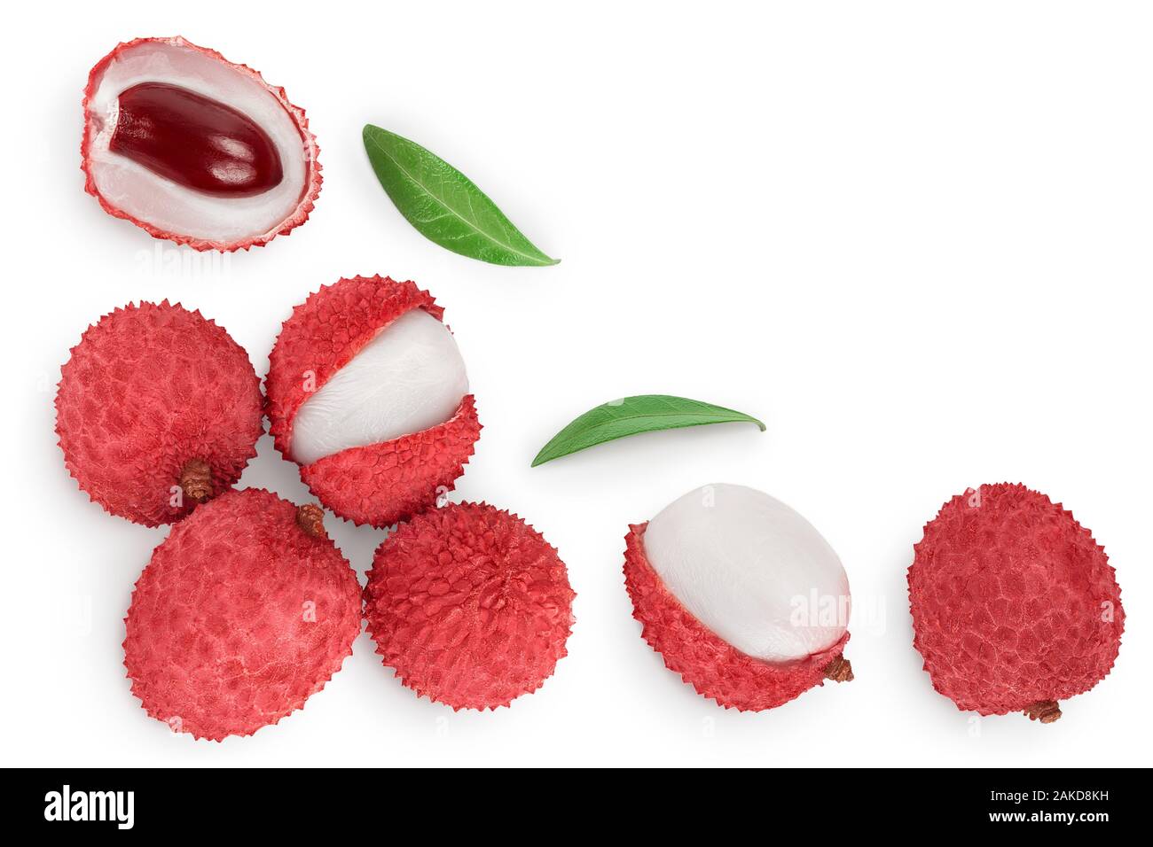 lychee fruit isolated on white background with clipping path and full ...