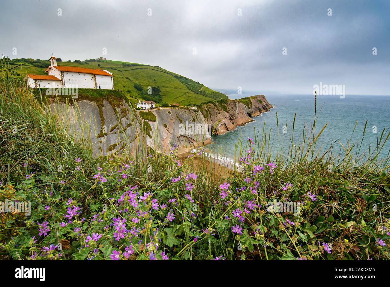 A view of small church on a coastline of Zumaia Stock Photo - Alamy