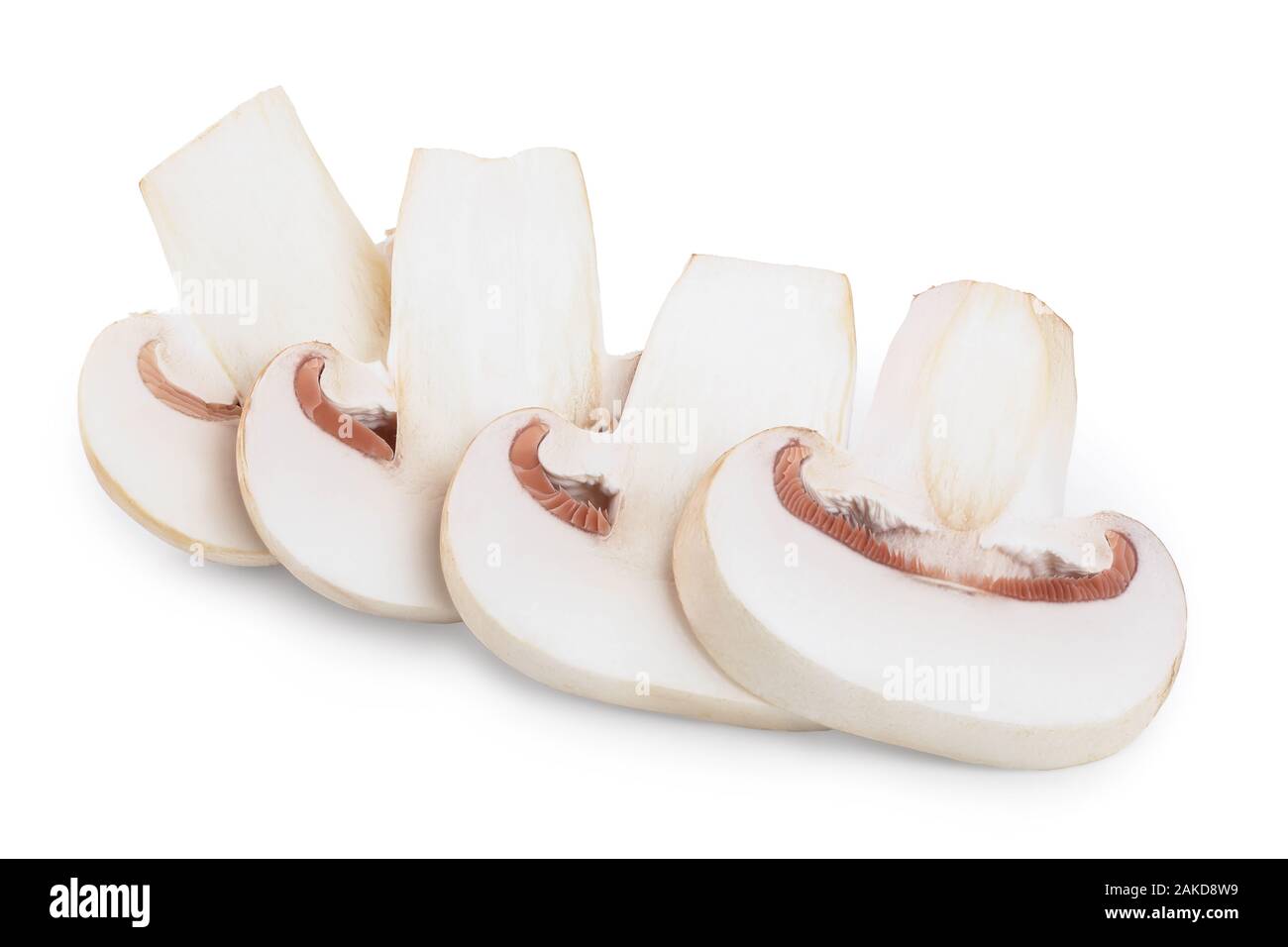 slices of fresh mushroom champignon isolated on white background with ...