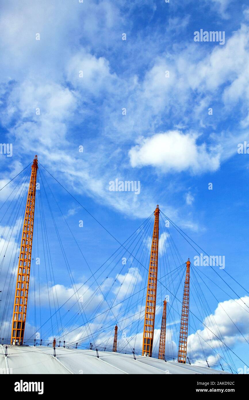 Big yellow support columns of Millennium dome Stock Photo - Alamy