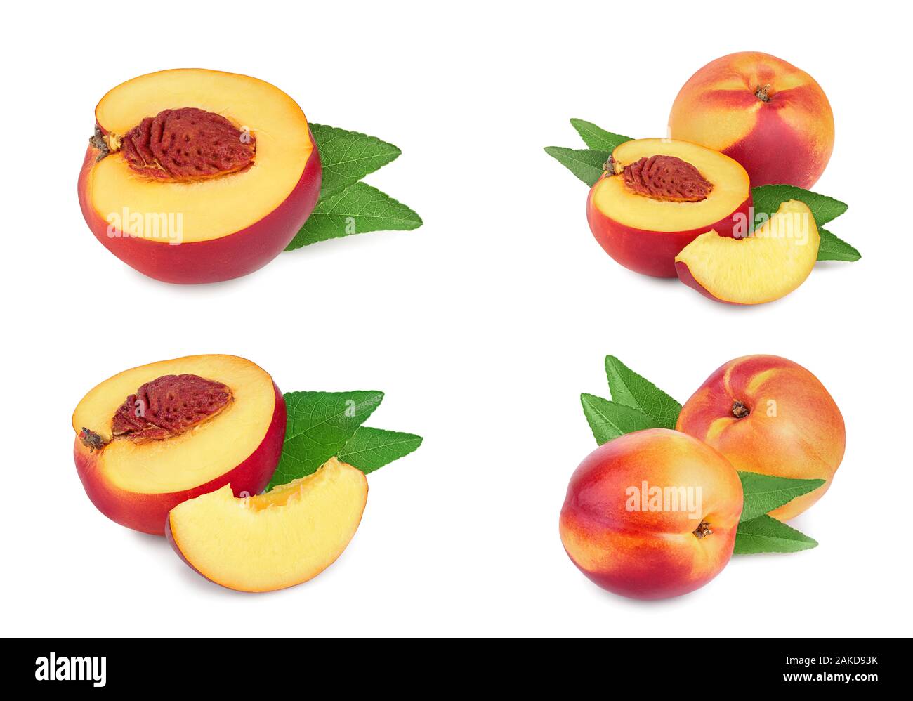 Nectarine fruit half leaf hi-res stock photography and images - Alamy