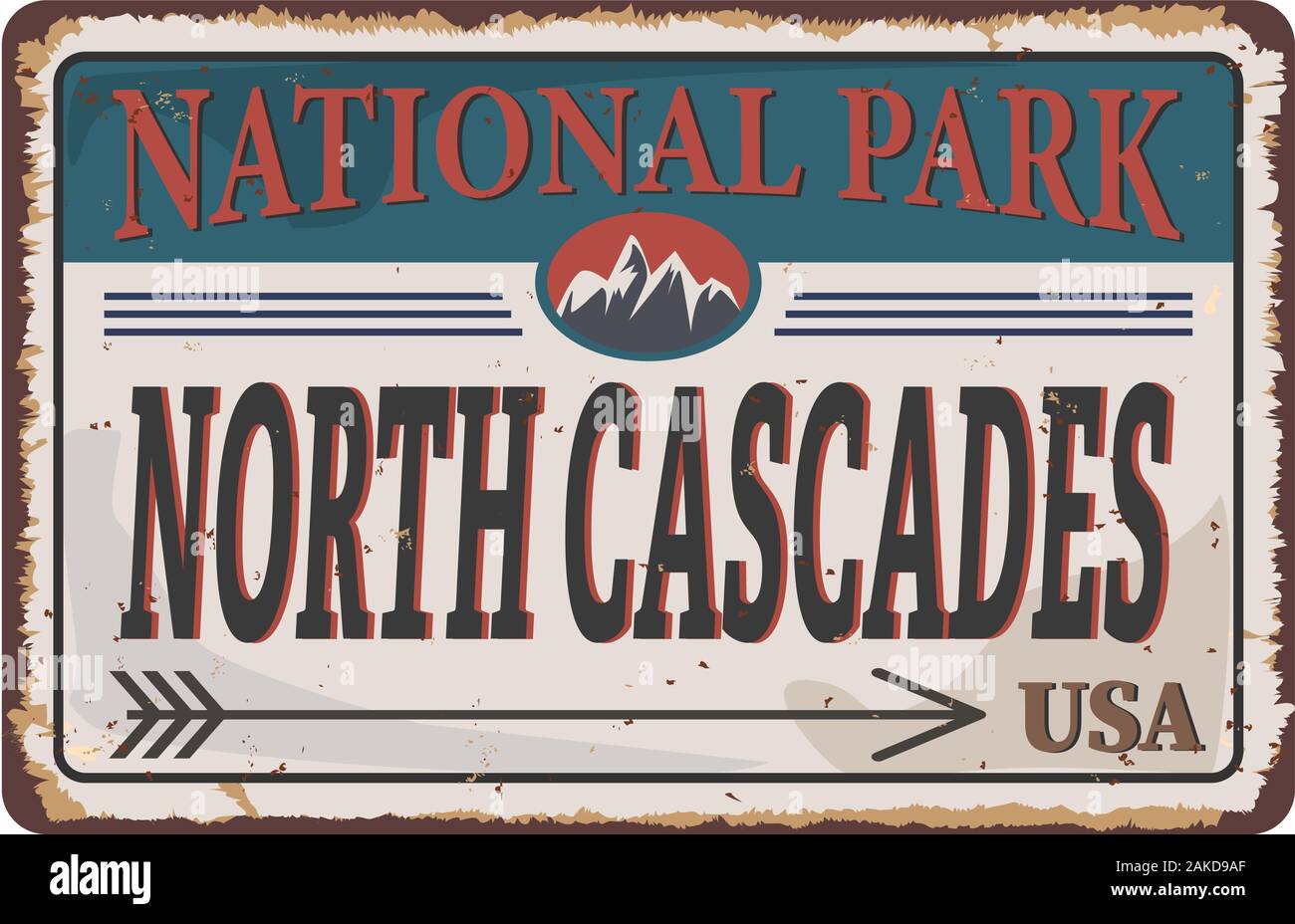 North Cascades National Park, USA outdoor adventure rustet mtal sign ...
